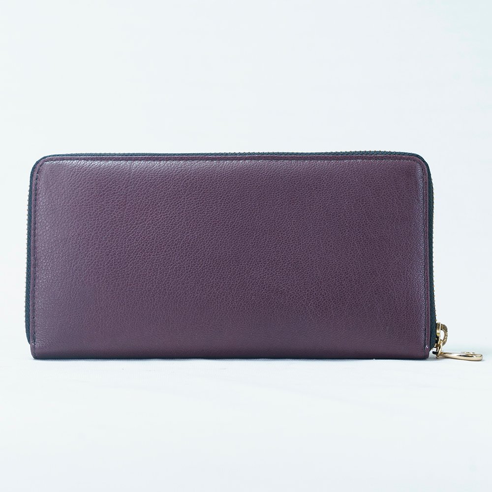 RI2K Women Genuine Leather Wine Zip Around Purse - Pehnav